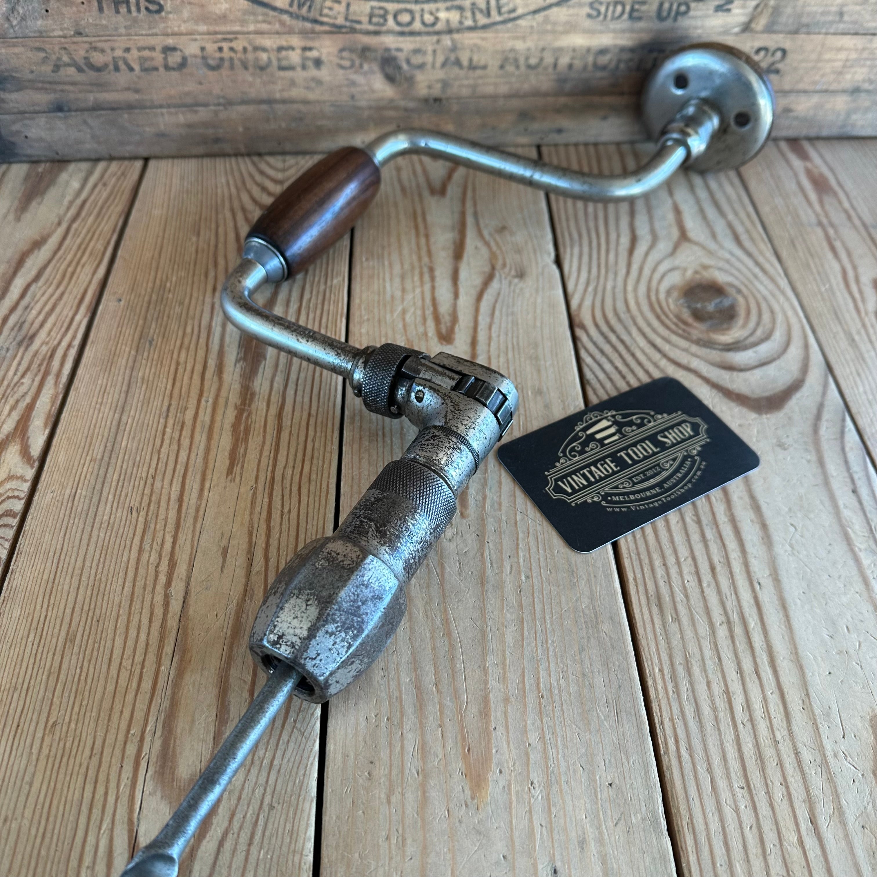 Antique JOHN FRAY No:122 BRACE 12" Pewter Vintage Old Drill Hand Tool ...