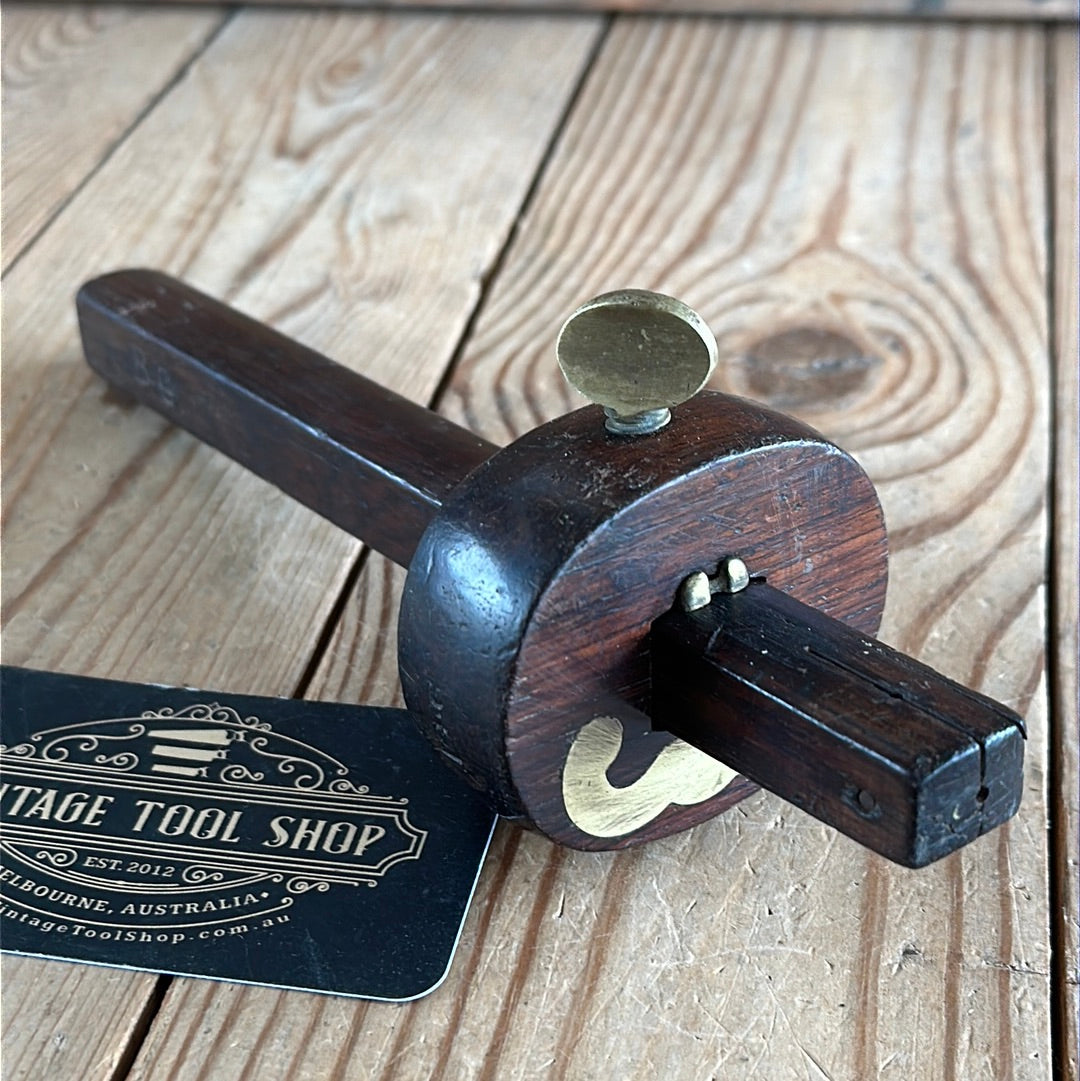 Antique vintage Fancy ebony brass Mortise mortice gauge hand tool ...