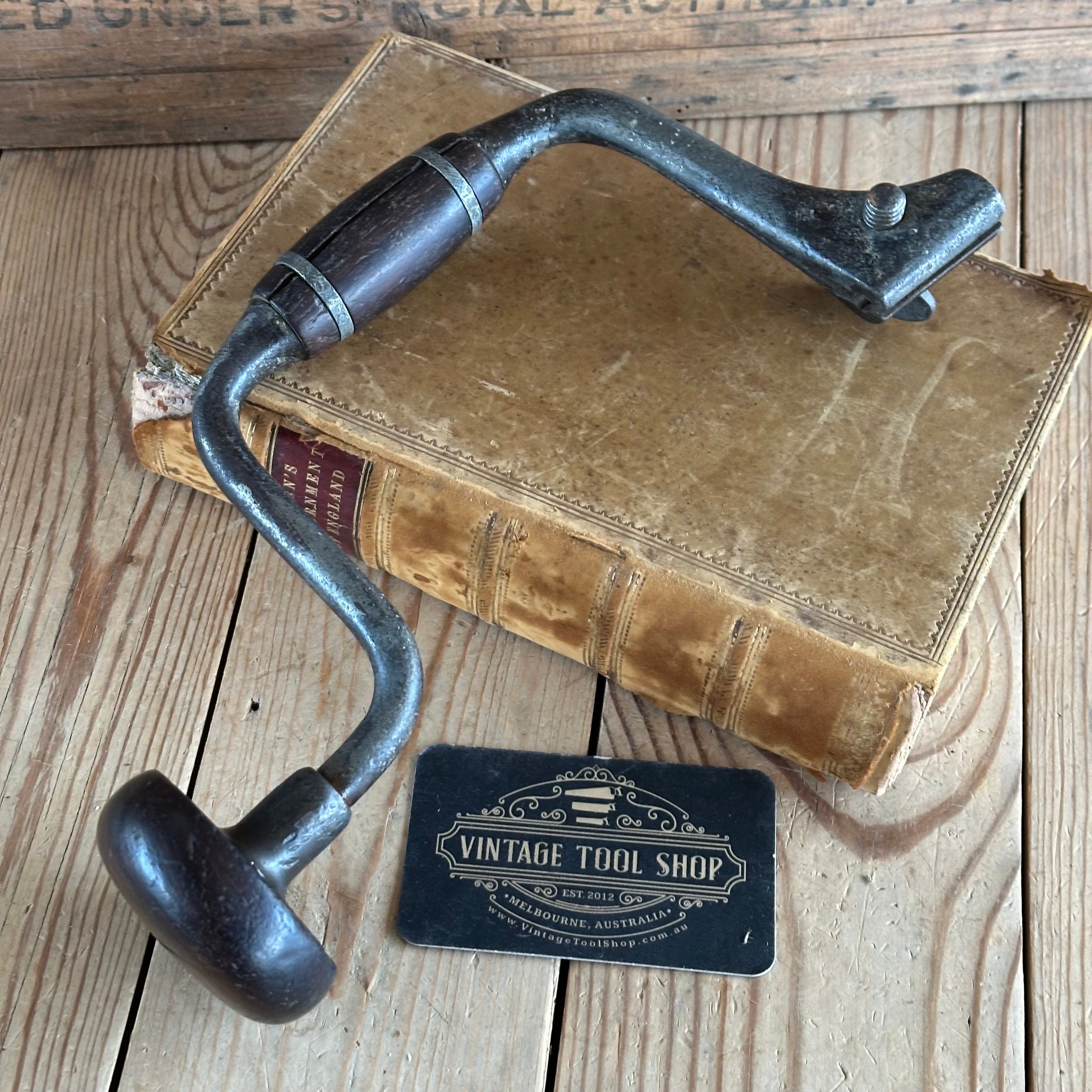 Antique JOHN FRAY No:122 BRACE 12" Pewter Vintage Old Drill Hand Tool ...