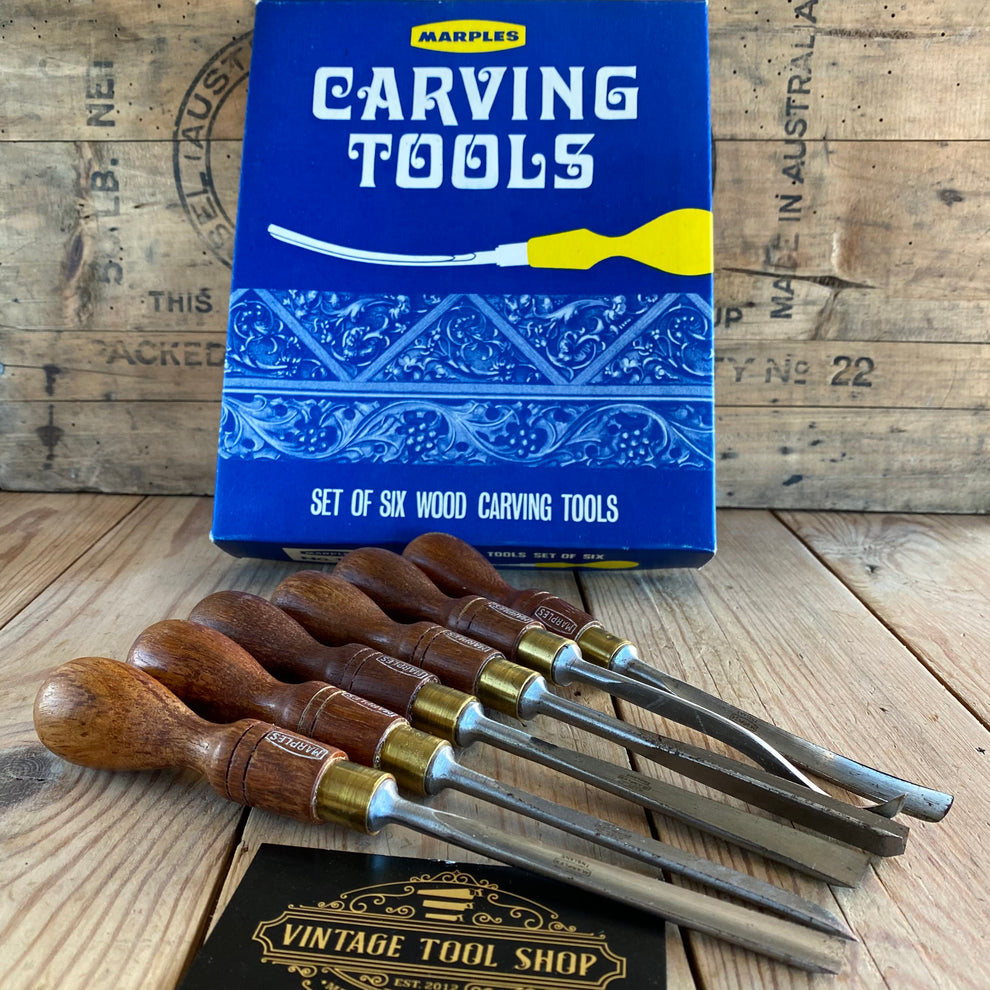 SOLD Vintage set of 6 RECORD MARPLES England Carving CHISELS No:152 un ...