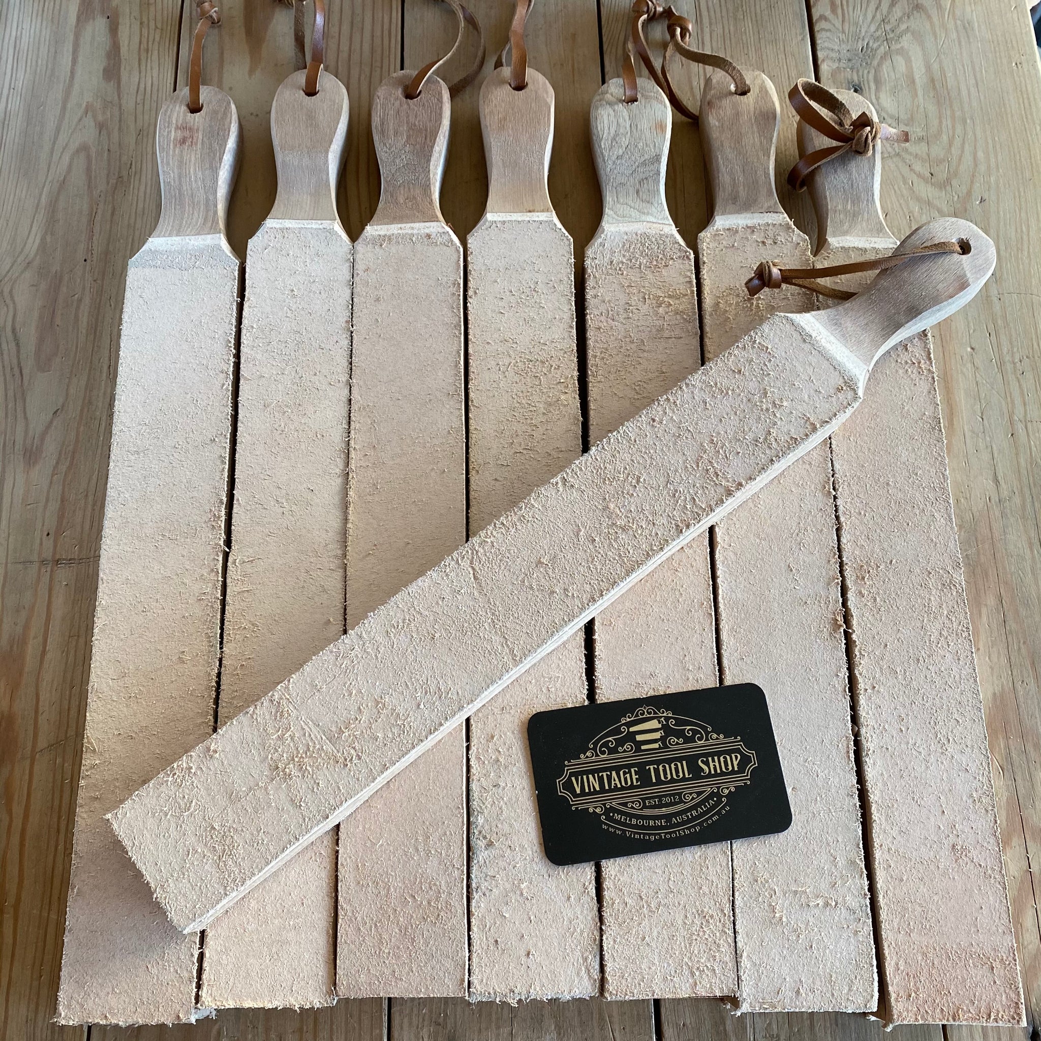 NEW! 1x Australian made Vintage Tool Shop genuine leather PADDLE STROP ...